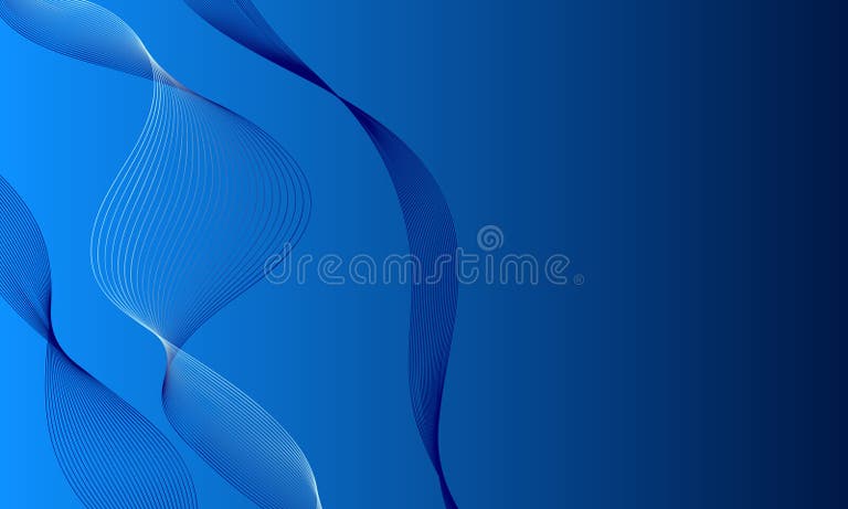 Abstract Blue Smooth Lines Wave Curve With Soft Gradient Background Stock Vector Illustration