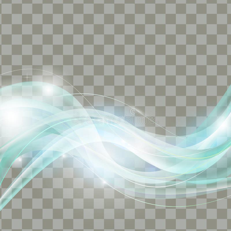 Abstract Blue Smooth Wave on Transparent Background. Vector ...