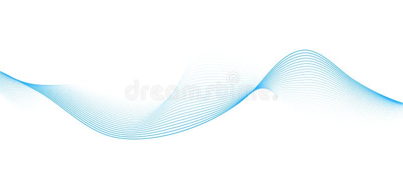 Abstract Blue Smooth Wave on a White Background. Dynamic Sound Wave ...