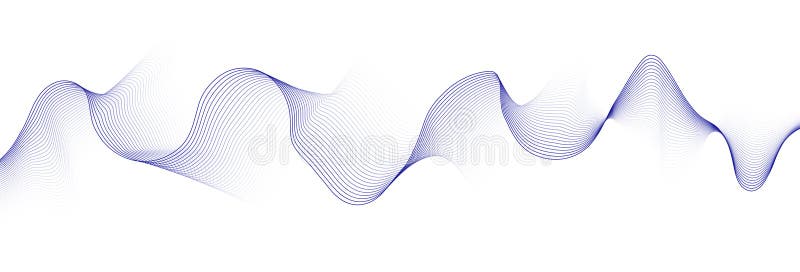 Abstract Blue Smooth Wave on a White Background. Dynamic Sound Wave ...