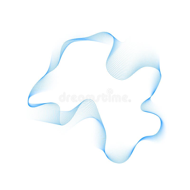 Abstract Blue Smooth Wavy Circle on a White Background. Dynamic Sound ...