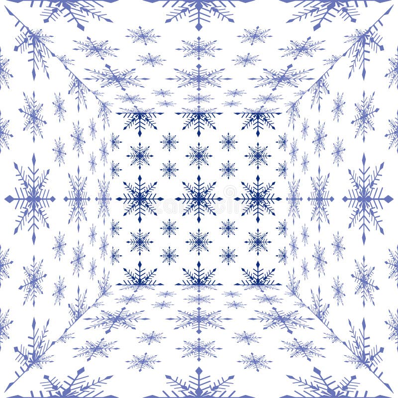Abstract Blue Snowflake Seamless Pattern 3D Background Vector ...