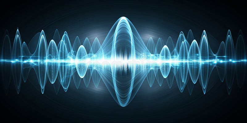 Abstract Blue Sound Wave on Dark Background 3d Render Illustration AI ...