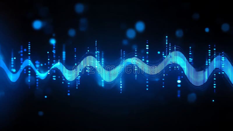 Abstract Blue Sound Wave on a Dark Background, Digital Audio ...