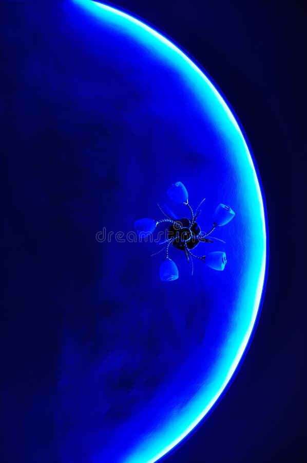Abstract Blue Space. Arc Blue Backlight on the Ceiling Stock Image ...