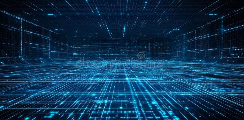 An Abstract Blue Space Cyber World Background with Modern Illustrations ...