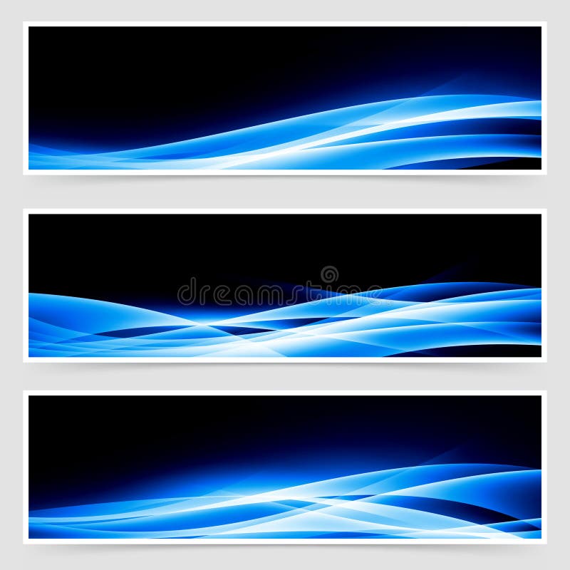 Blue Light Line Headers Footers Collection Stock Vector - Illustration ...