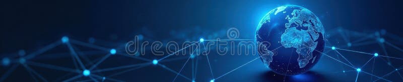 Abstract Blue Sphere with Connecting Lines, Representing Global ...