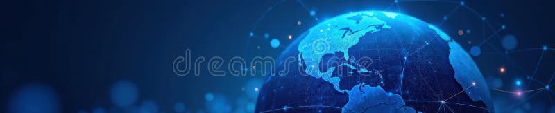 Abstract Blue Sphere with Connecting Lines, Representing Global ...