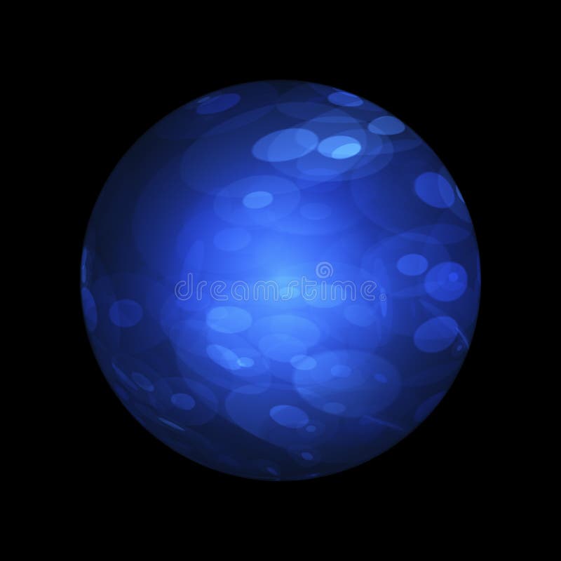 Abstract Blue Sphere Isolated on Black Background Stock Illustration ...