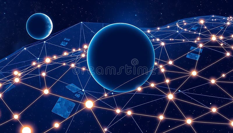 Abstract Blue Sphere with Network Lines and Data Connection Concept ...