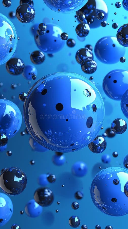 Abstract Blue Spheres: a Dynamic Composition of Glossy Blue Spheres of ...