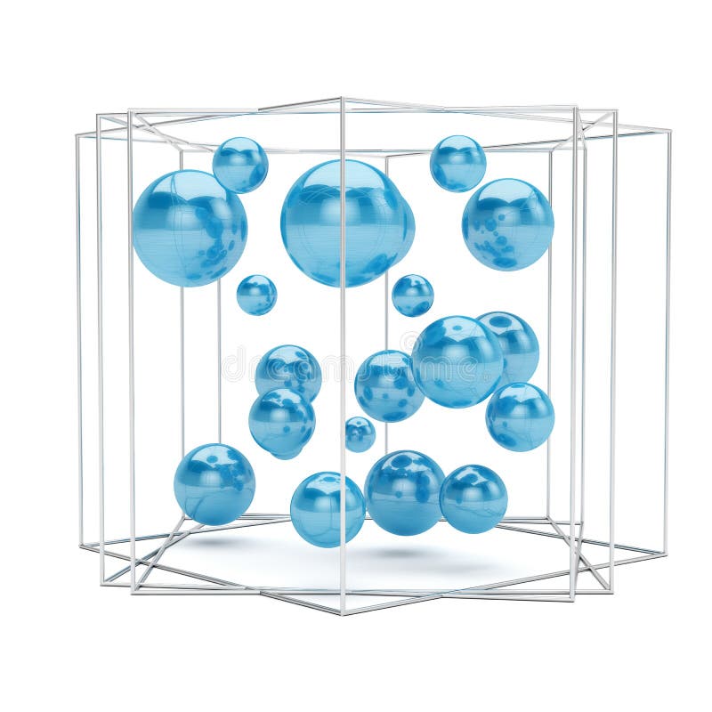 Abstract Blue Spheres Isolated on White Background Stock Illustration ...