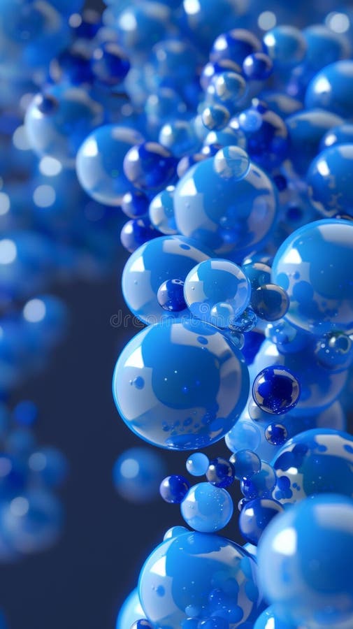Abstract Blue Spheres with Reflective Surface Stock Illustration ...