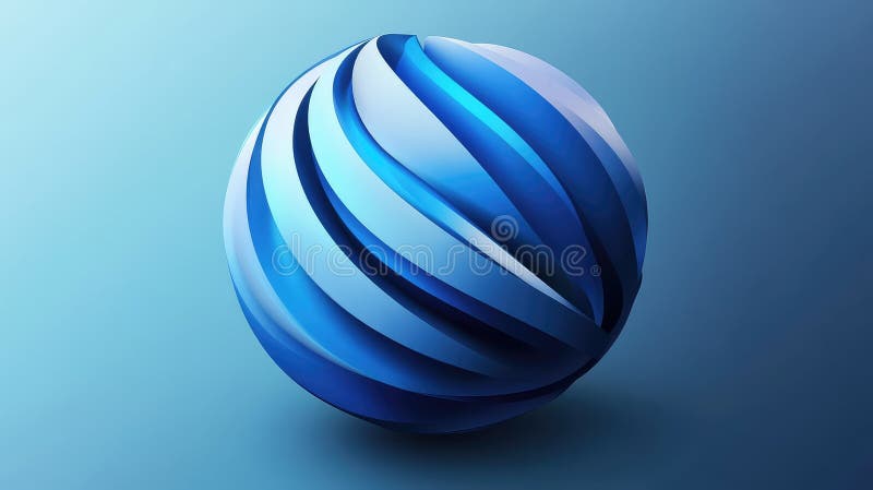 Abstract Blue Spherical Design with Curved Stripes on Gradient ...