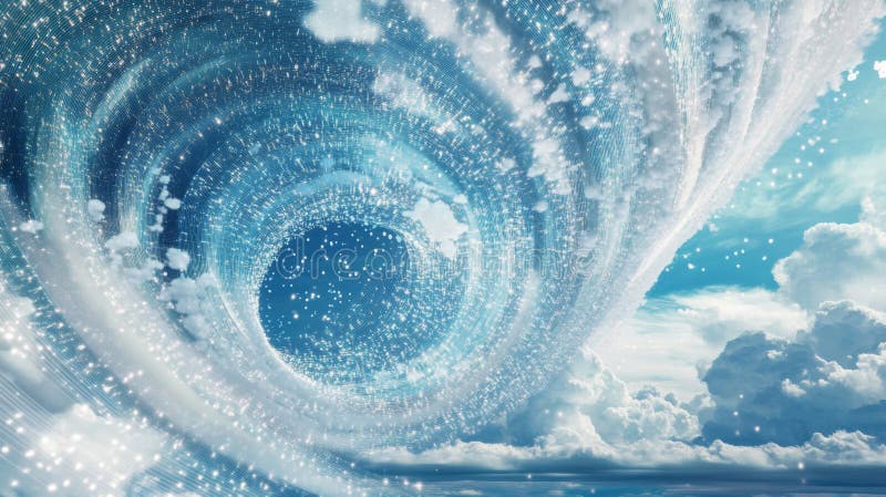 Abstract Blue Spiral in a Cloudy Sky Stock Illustration - Illustration of movement, heavenly ...