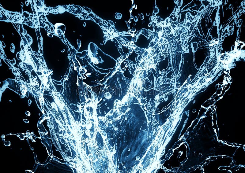 Abstract Blue Splashes and Black Background Stock Illustration ...