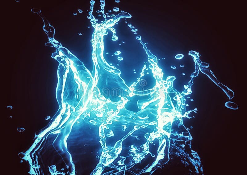 Abstract Blue Splashes and Black Background Stock Illustration ...