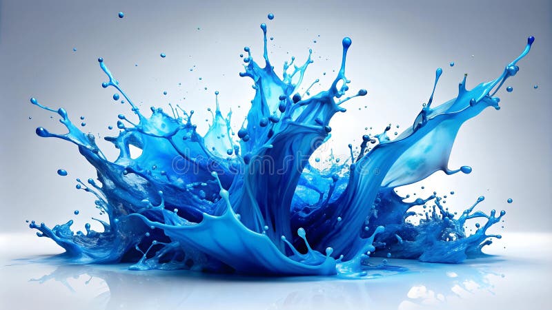Abstract Blue Splashes on a Canvas of White AI Generated Stock ...