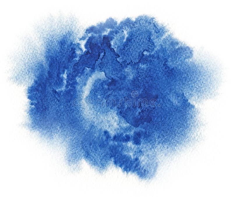 Watercolor. Abstract Blue Spot on White Watercolor Paper. Stock ...