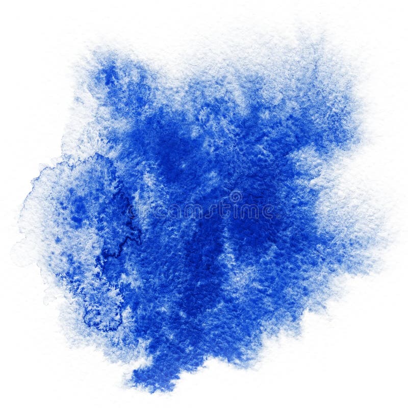 Watercolor. Abstract Blue Spot on White Watercolor Paper. Stock ...