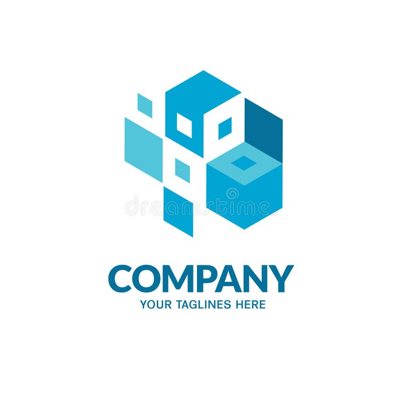 Abstract Blue Square Box Geometric Logo Stock Vector - Illustration of ...