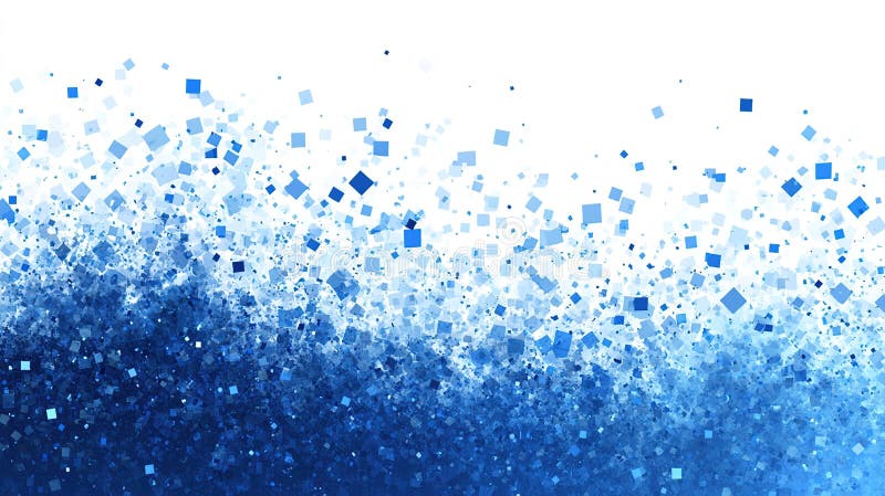 Abstract Blue Square Particles Scattered on White Background Stock Illustration - Illustration ...