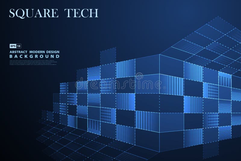 Abstract Blue Square Technology Decoration Background. Illustration ...