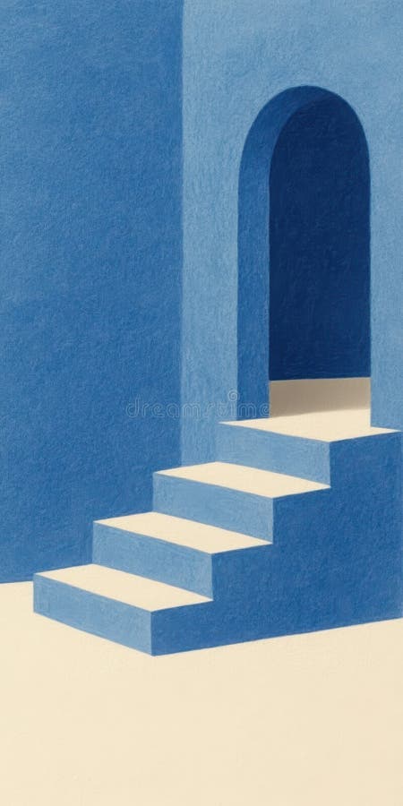 Abstract Blue Staircase in Minimalist Architectural Design Stock Image ...