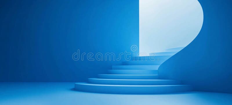 Abstract Blue Staircase Modern Minimalist Design Background Elegant ...