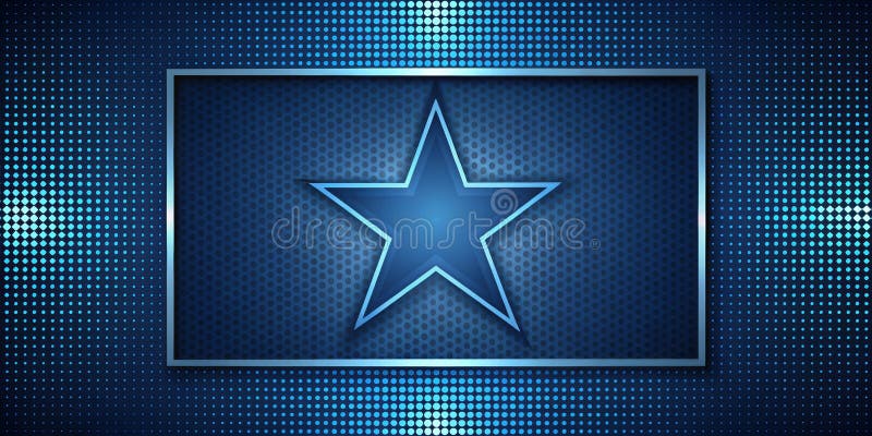 Abstract Blue Star Design with Dotted Background and Silver Frame ...