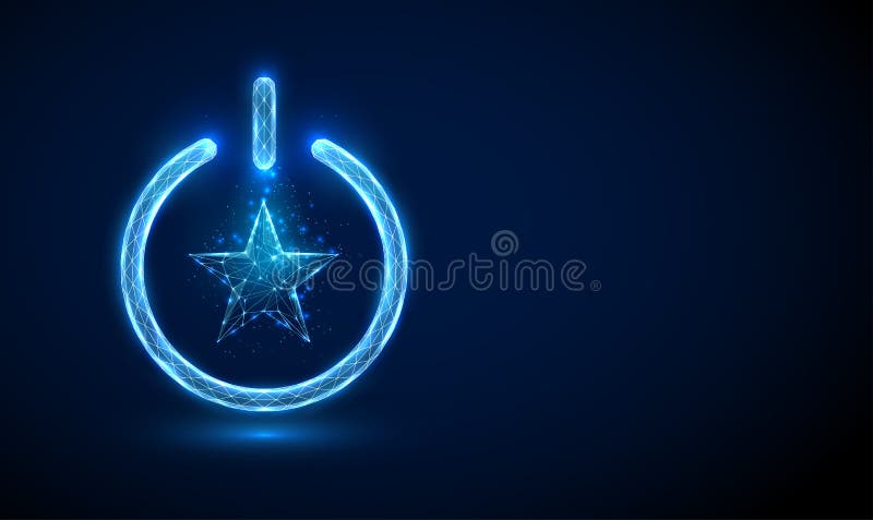 Abstract Blue Star Shape in Power Button Stock Vector - Illustration of ...