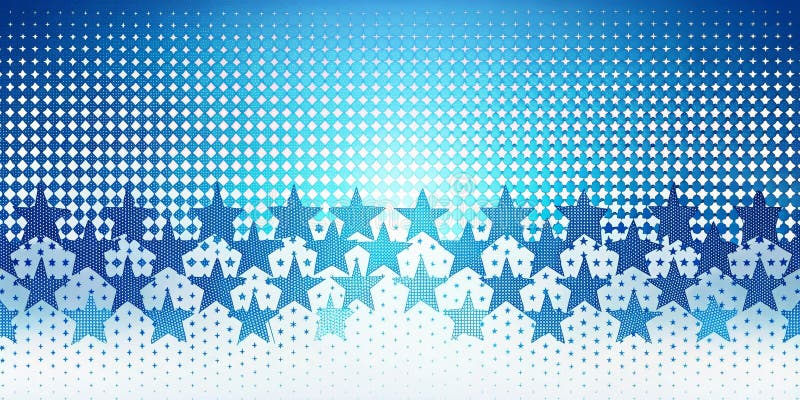 Abstract Blue Starry Design with Halftone Pattern Background ...