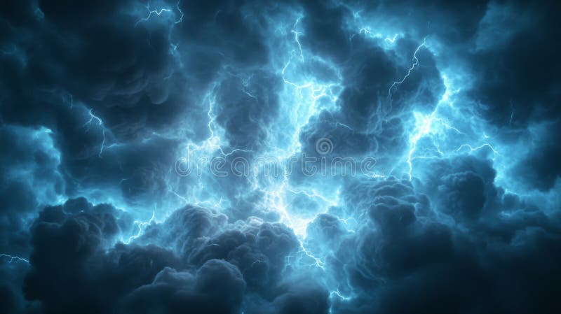 Abstract Blue Storm Clouds with Lightning Stock Illustration ...