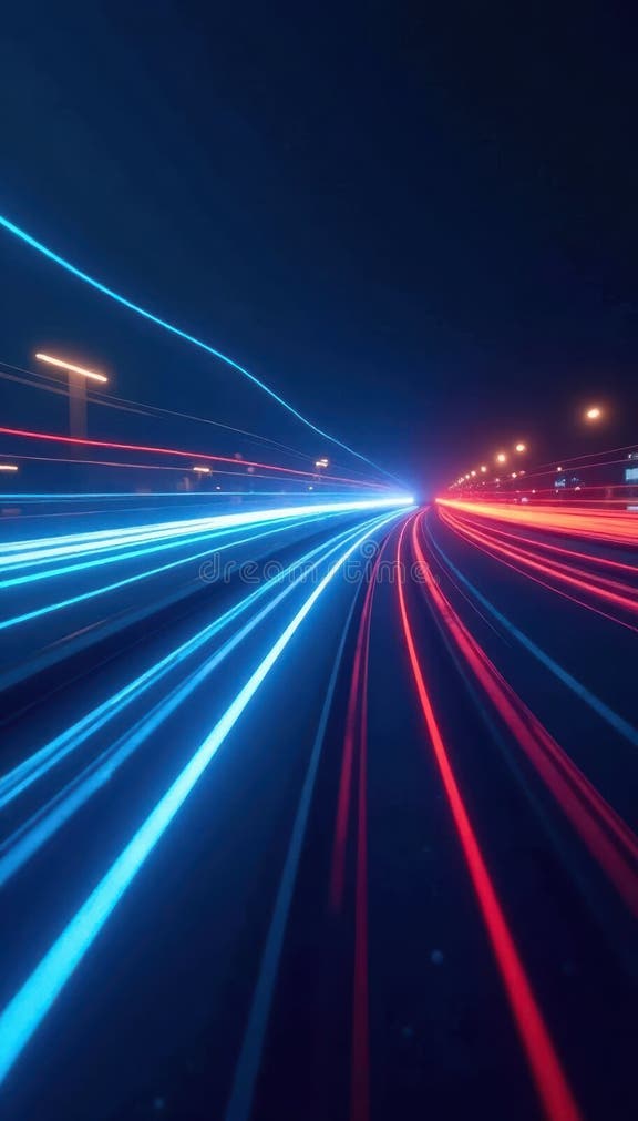 Abstract Blue Streaks, Dynamic Digital Light Speed Lines, Visual ...