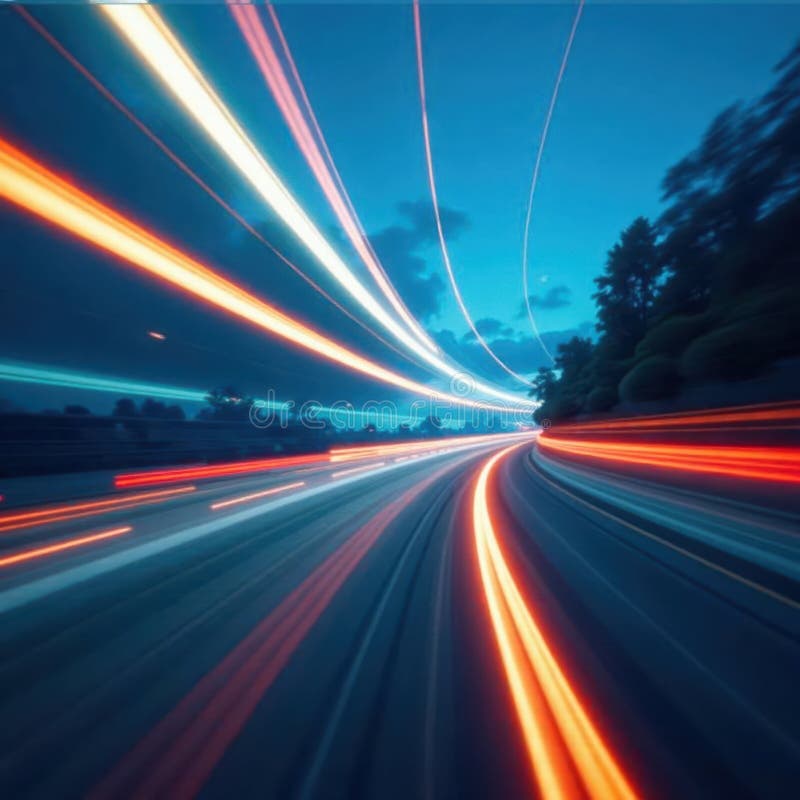 Abstract Blue Streaks, Dynamic Energy, Blurred Motion , Movement ...