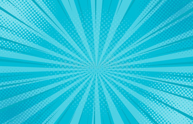 Abstract Blue Striped Retro Comic Background with Halftone Corners ...
