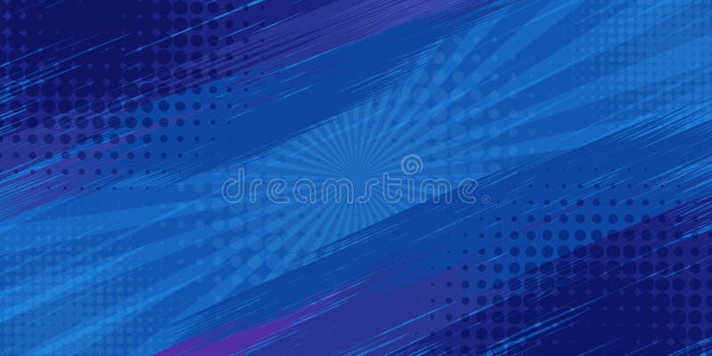 Abstract Blue Striped Retro Comic Background with Halftone Corners ...