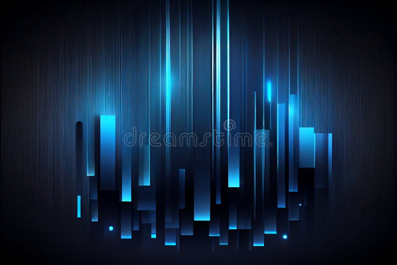 Abstract Blue Stripes and Lights Technology Background. Modern Banner ...