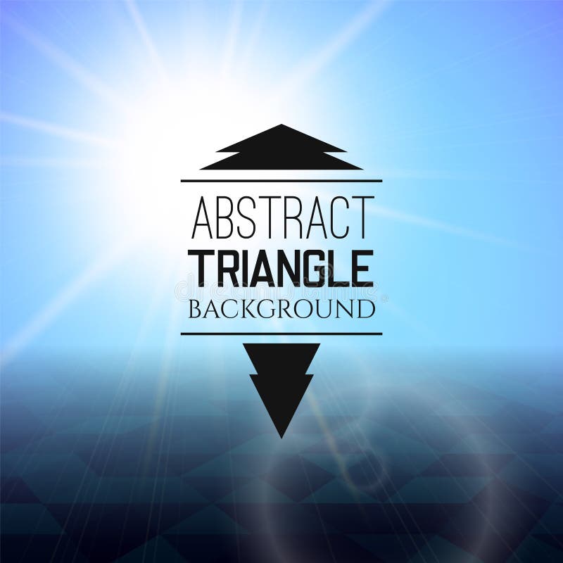 Abstract Blue Sunset with Triangle Field, Perspetive Pattern in Sunny ...