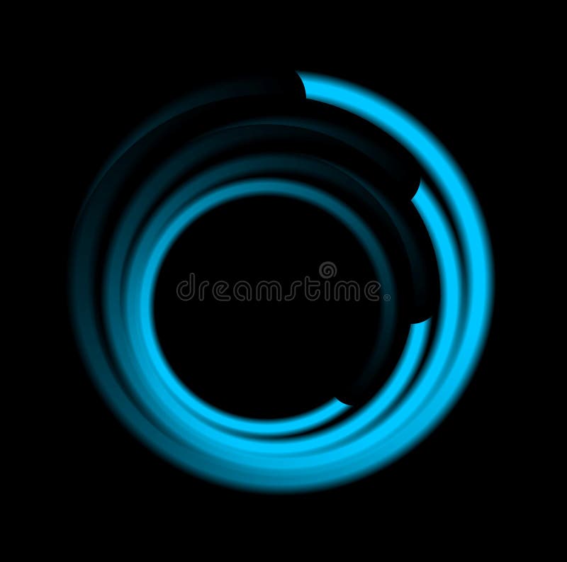 Abstract Blue Swirl Circle Logo on Black Background Stock Vector ...