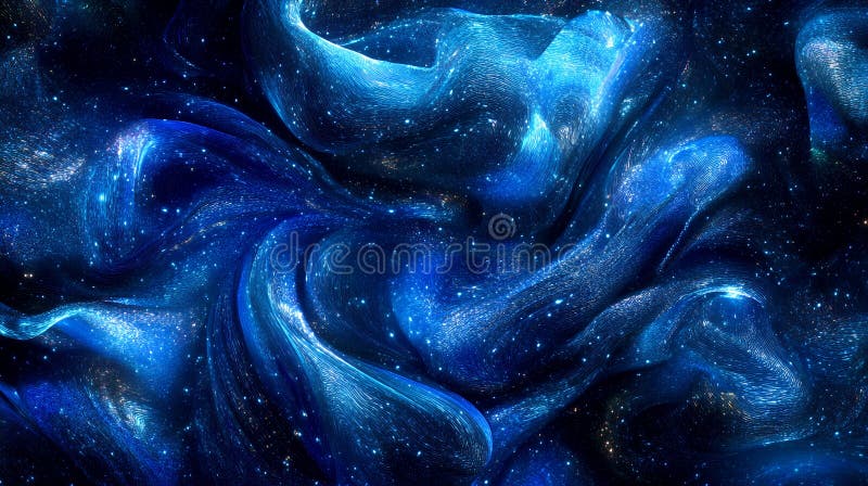 Abstract Blue Swirling Galaxy Background Sparkling Night Sky Texture ...