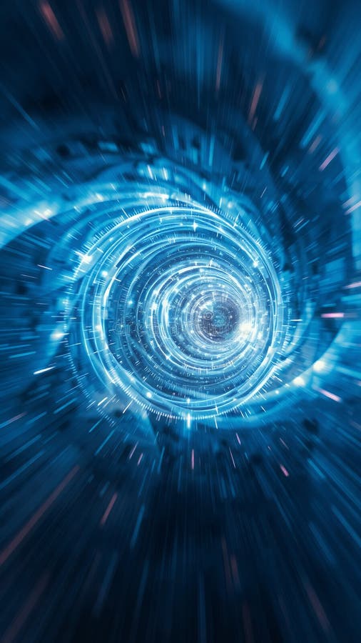 Abstract Blue Swirling Vortex with Light Streaks Stock Illustration ...