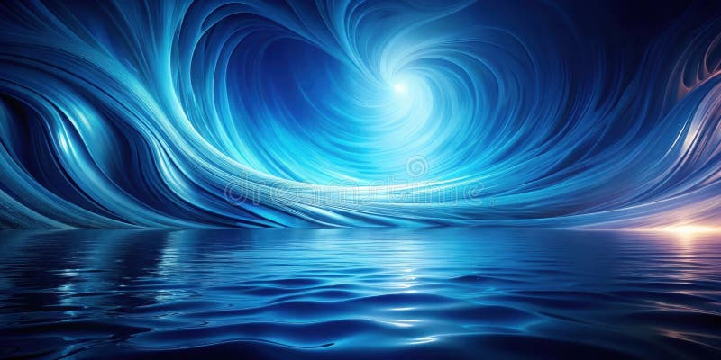 Abstract Blue Swirling Vortex Over Calm Water Surface. Generative AI ...