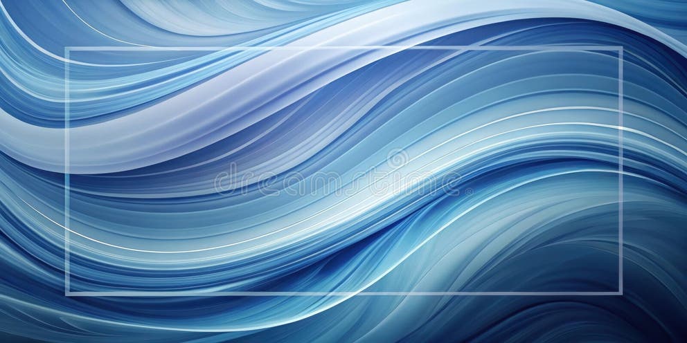 Abstract Blue Swirling Waves with a Rectangular Placeholder for Text or ...