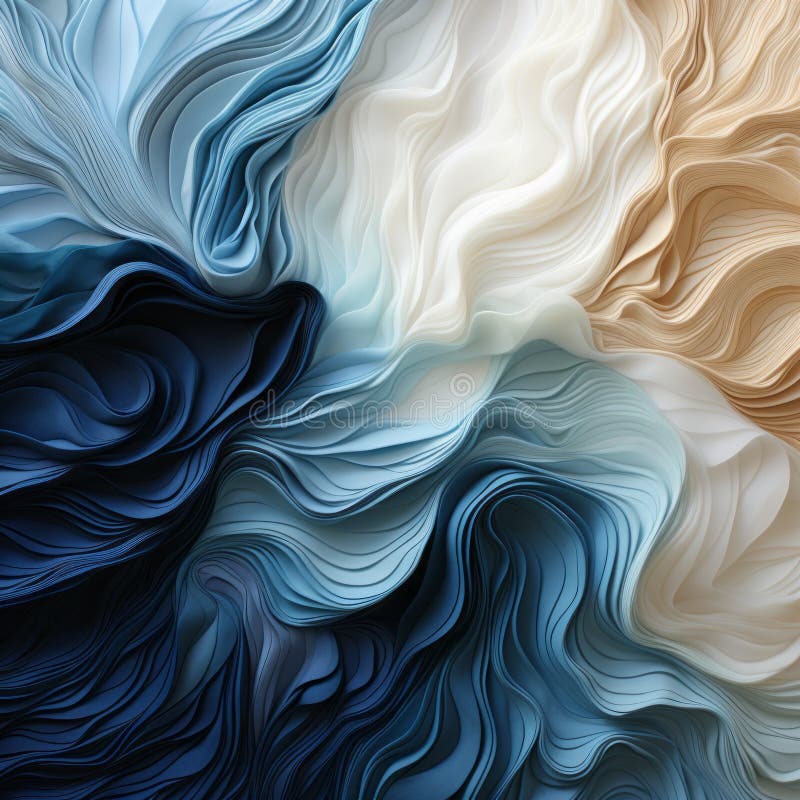 Abstract Blue and Tan Wavy Patterns with Multilayered Surfaces Stock ...