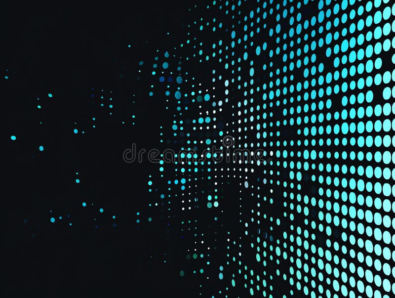 Abstract Blue and Teal Dot Pattern on Black Background Digital Design ...