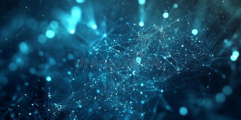 Abstract Blue and Teal Network Visualization with Glowing Elements ...