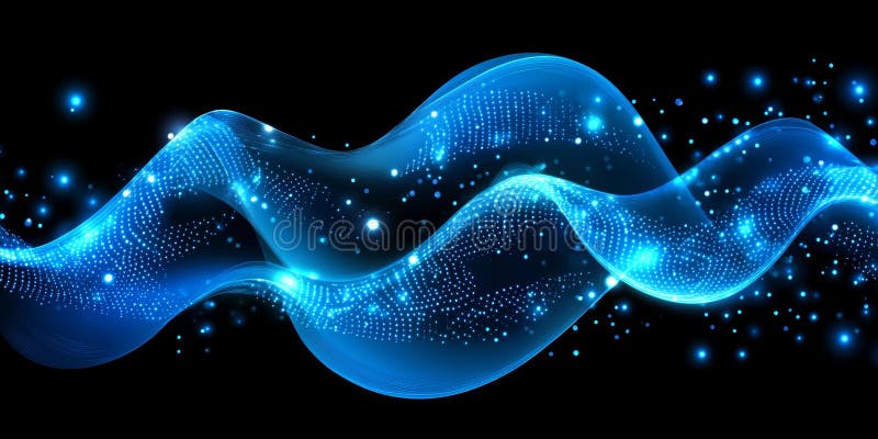 Abstract Blue Tech Background, Flowing Pattern of Digital Circuits and ...