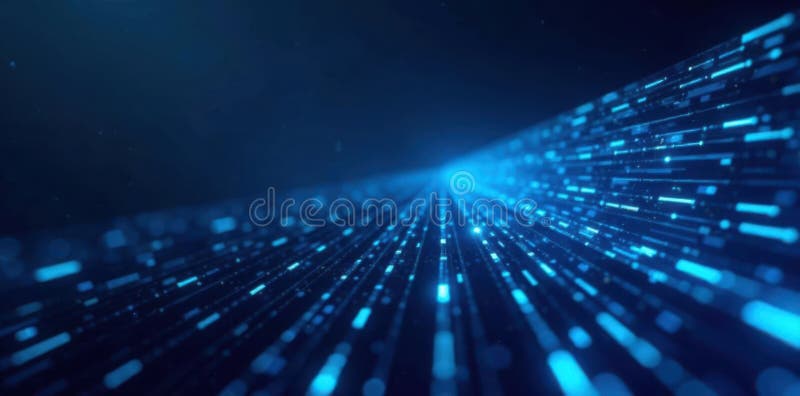 Abstract Blue Tech Line, Spinning Data, Internet Background ...